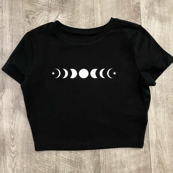 Tops | Phases Of The Moon Fitted Crop Top | Poshmark